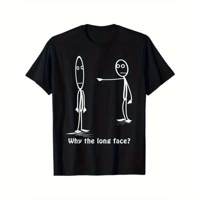 Funny "Why The Long Face?" Stickman Costume - Stick Figure T-Shirt. 100% Cotton, Gift for ...