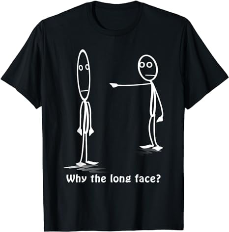 Funny "Why The Long Face?" Stickman Costume - Stick Figure T-Shirt ...