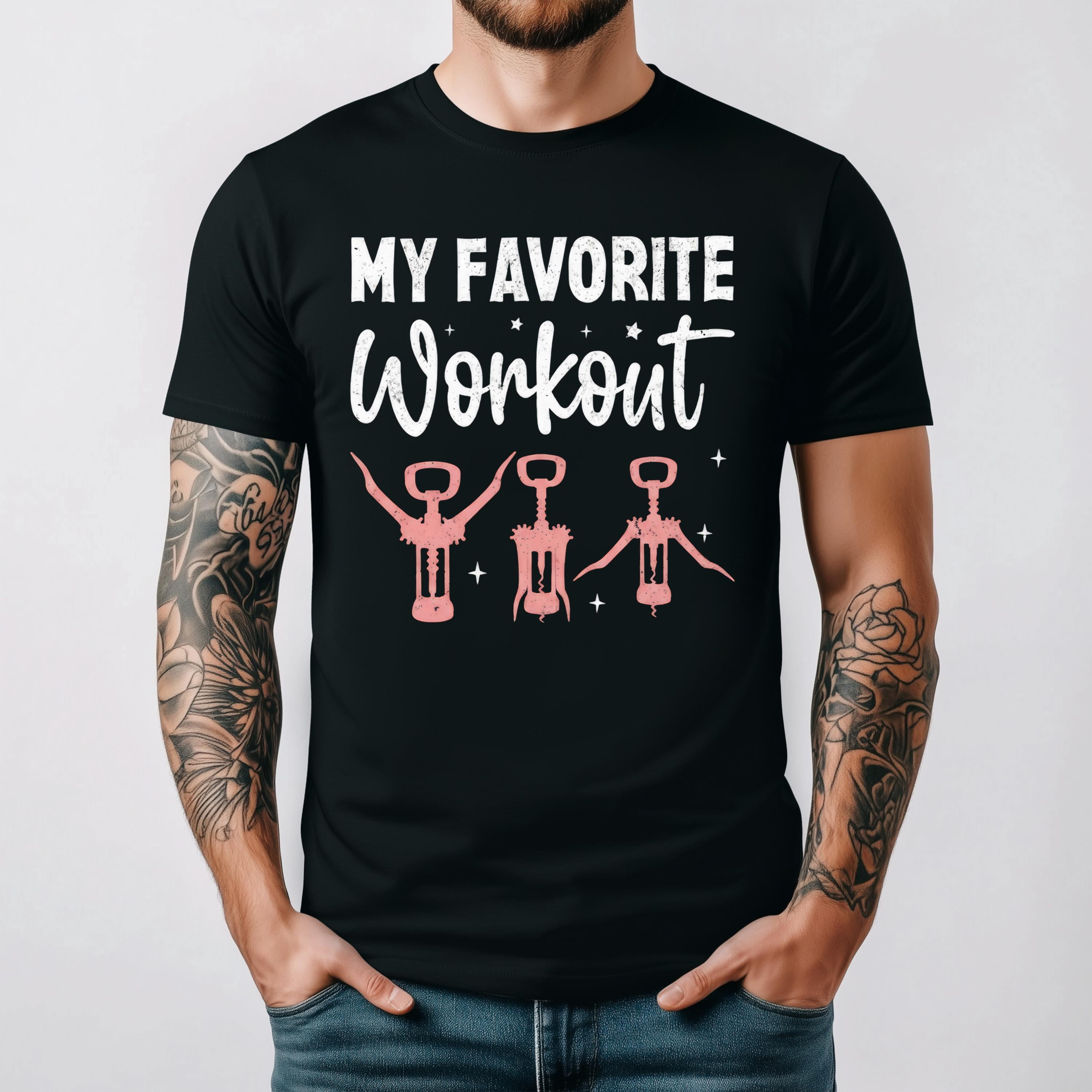 Funny Wine Drinker Gift Corkscrew Workout Alcohol Humor Art Graphic,for ...