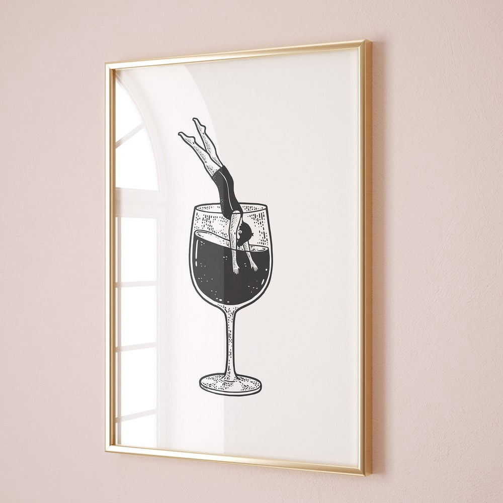 Funny Wine Gift, Wine Glass Print, Wine Lover Poster, Cute Collage ...