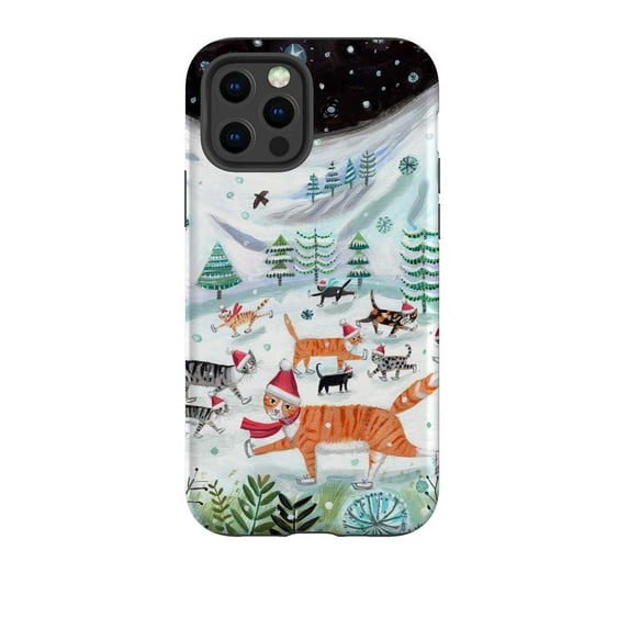 Funny Winter Cats On Ice Holiday Artwork iPhone Case 17 16 15 14 13 12 ...