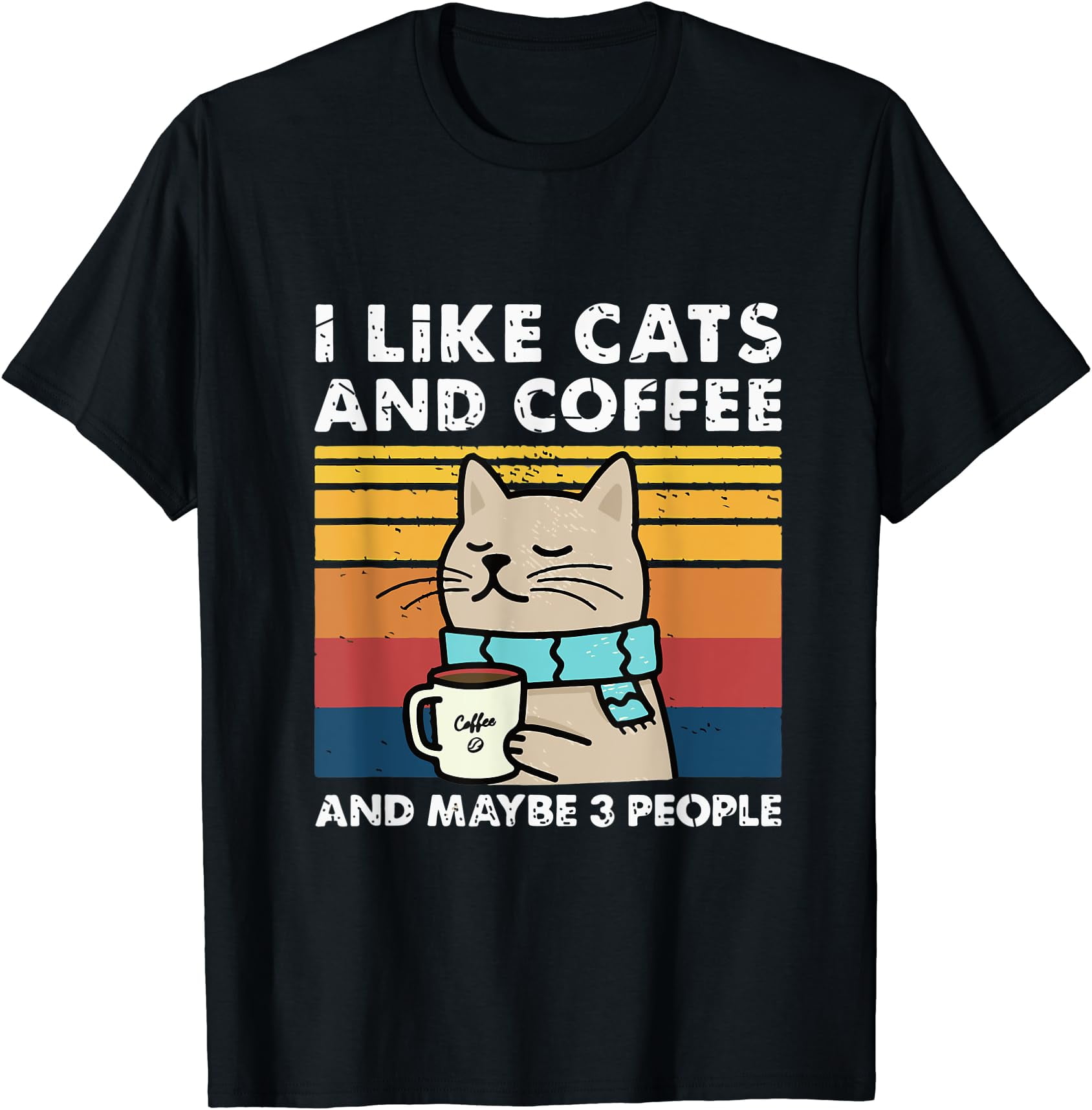 Funny Witty Cartoon Cat Coffee Fan T-Shirt Great Gift for Cat & Coffee ...