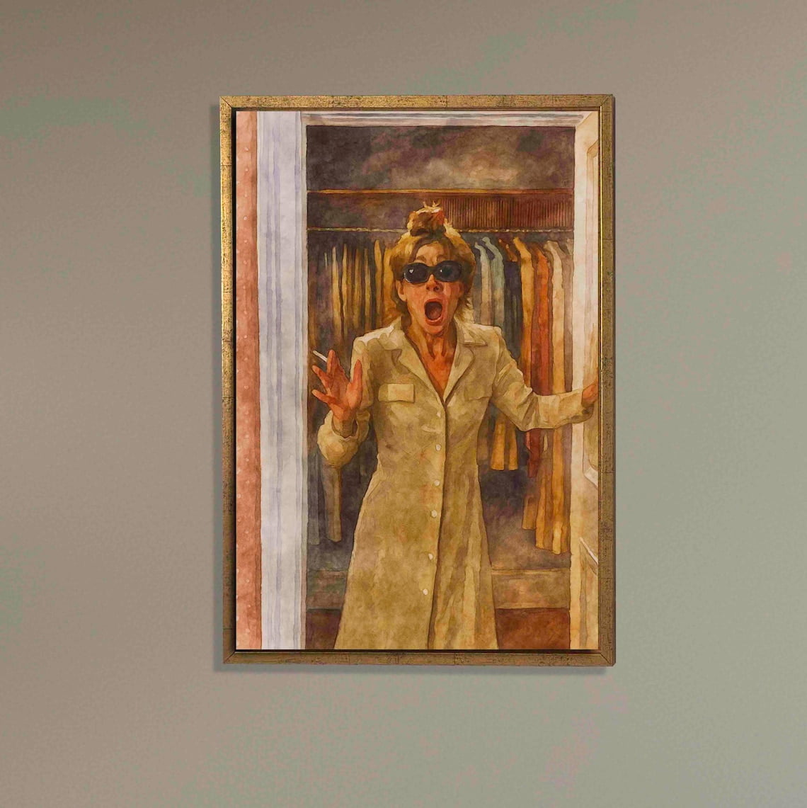 Funny Woman Closet Art, Screaming Lady Print, Retro Humor Wall Decor ...