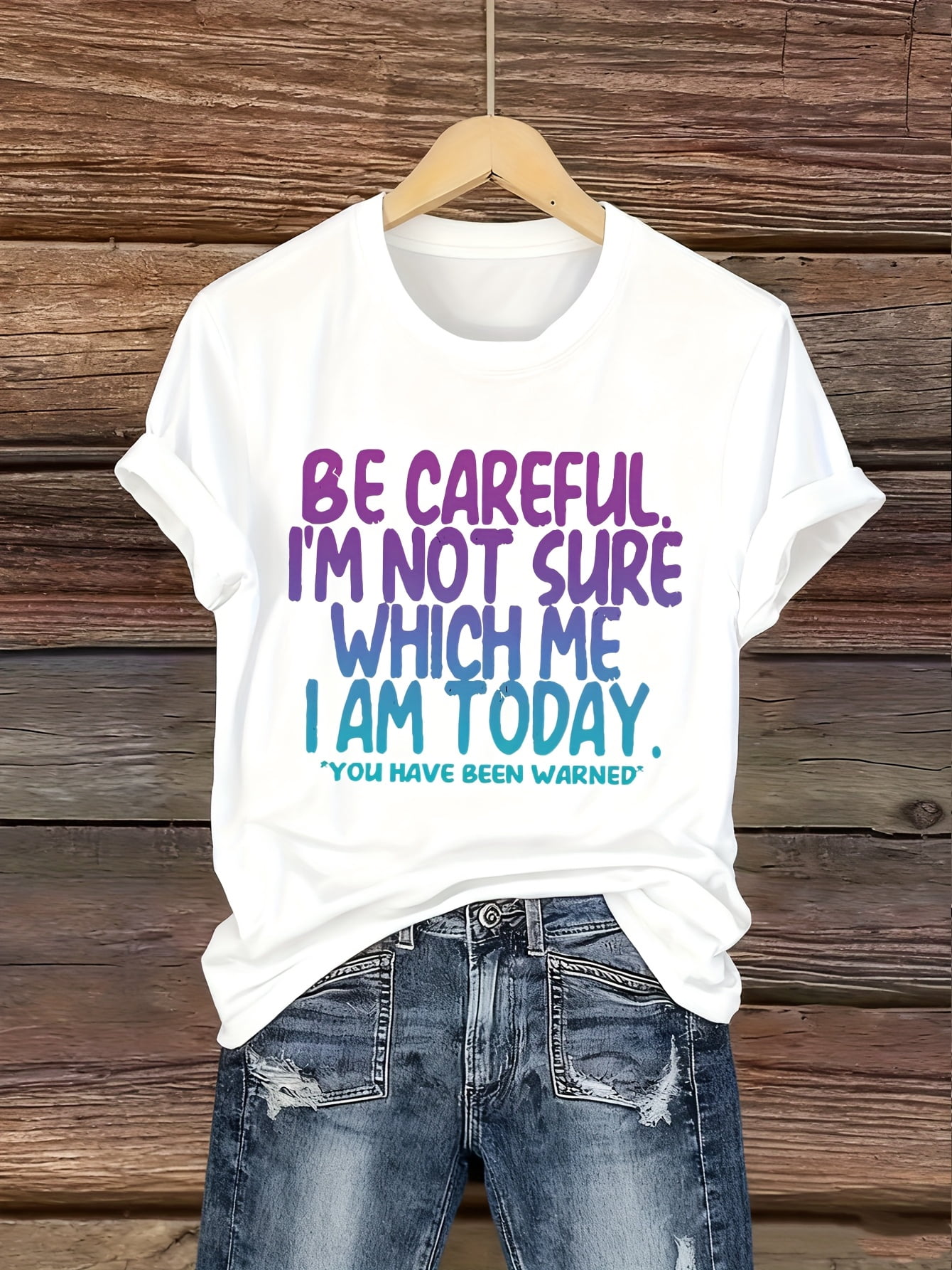 Funny Women's "I'm Not Sure Which Me I Am Today" T-Shirt - Pink Crew ...