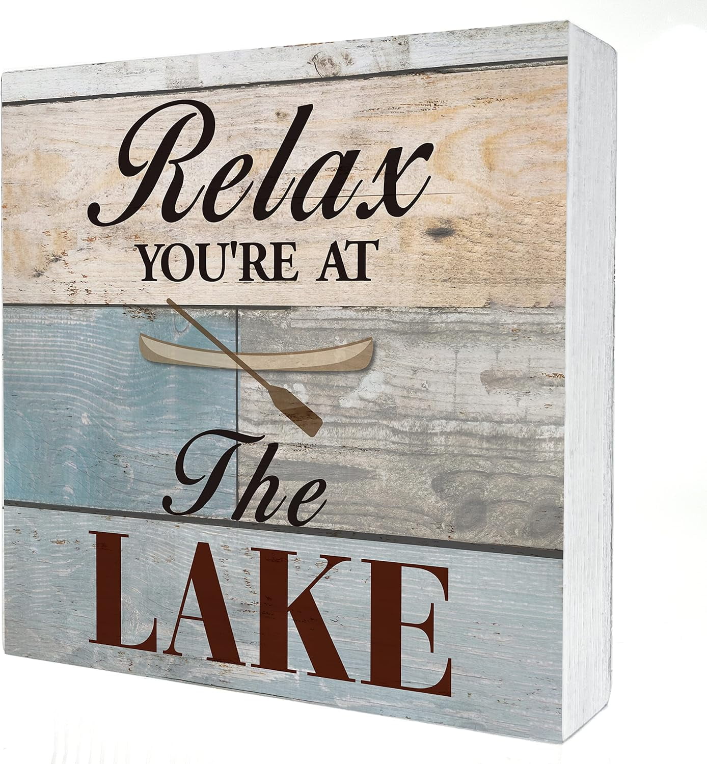 Funny Wooden Box Sign Desk Decor Vintage Relax You are at the Lake Wood ...