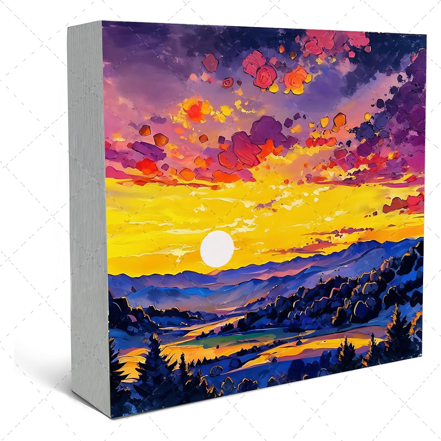 Funny Wooden Box Sign Sunsets Landscape Oil Panting For Home Office ...