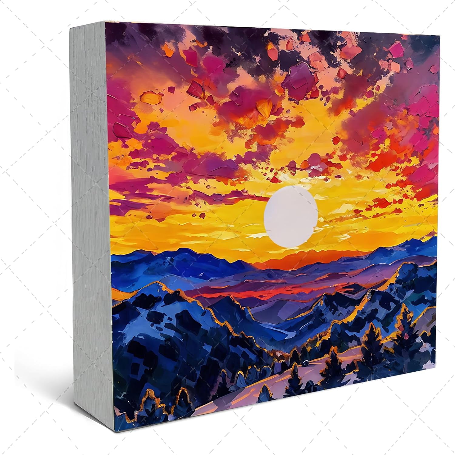Funny Wooden Box Sign Sunsets Landscape Oil Panting For Home Office ...