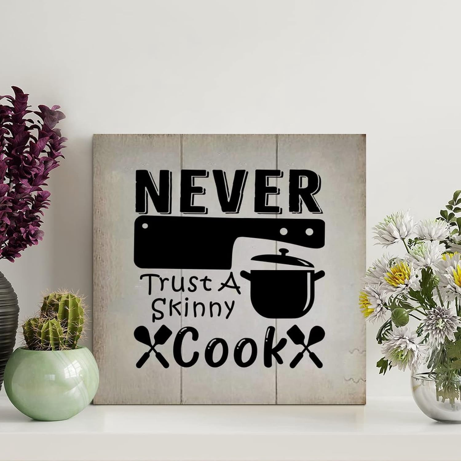 Funny Wooden Pallet Sign Never Trust A Skinny Cook Wood Signs Farmhouse ...