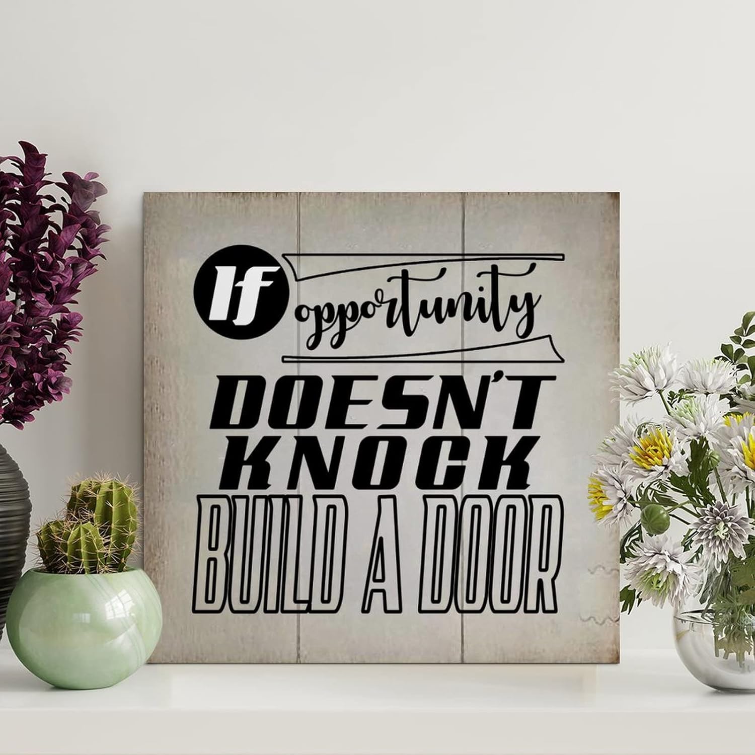 Funny Wooden Pallet Sign If Opportunity Doesn'T Knock Wood Signs 10X10 ...