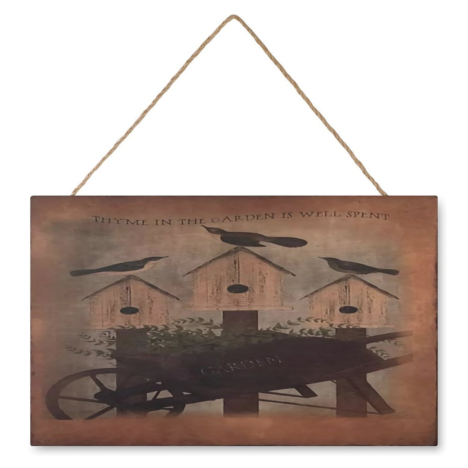 Funny Wooden Signs Garden Thyme Bird House Wooden Signs, Decorative ...