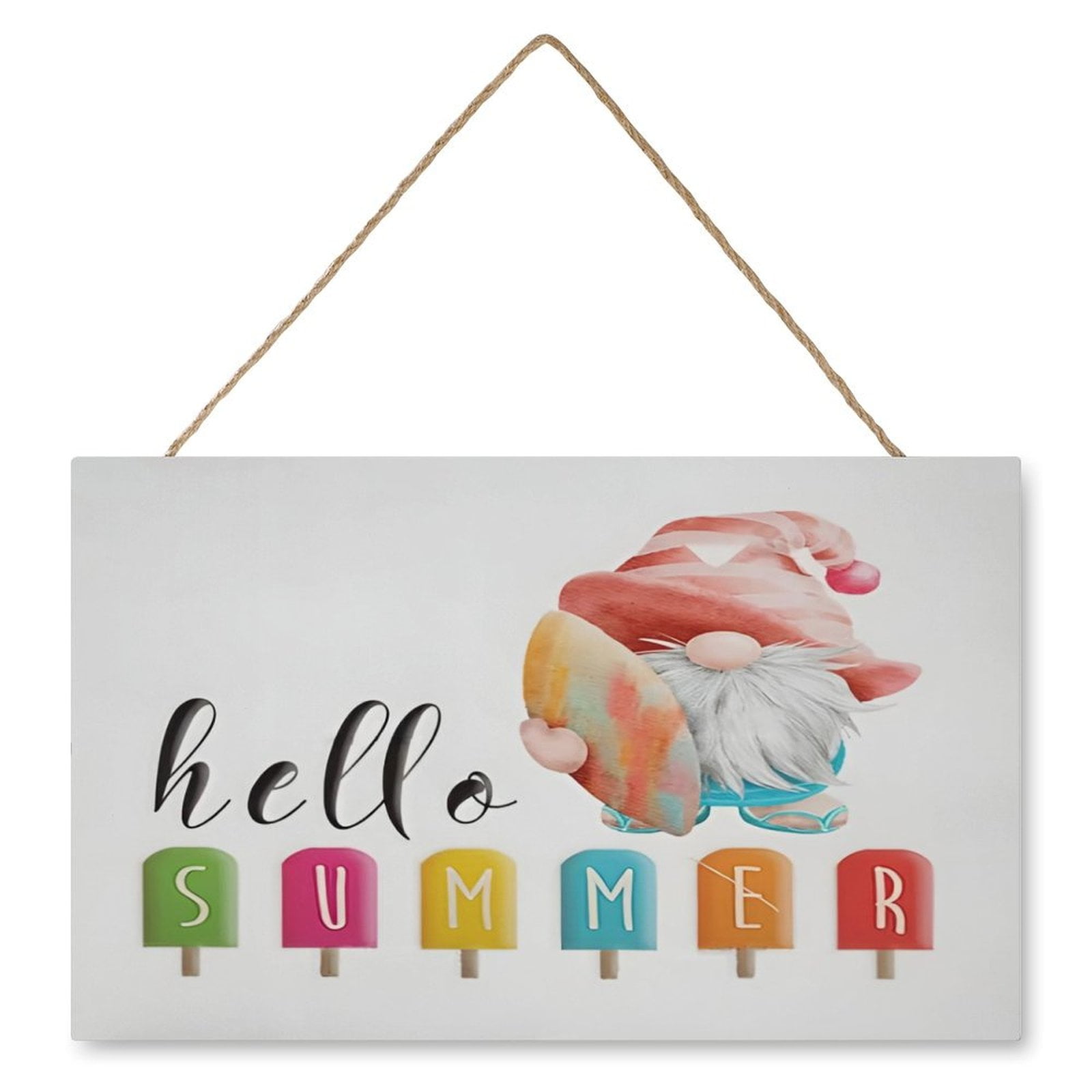 Funny Wooden Signs Hello Summer Beach Surfer Gnome Popsicle Ice Cream ...