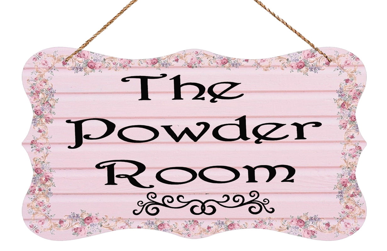 Funny Wooden Signs Powder Room Door Sign Bathroom Room Wall Plaque ...