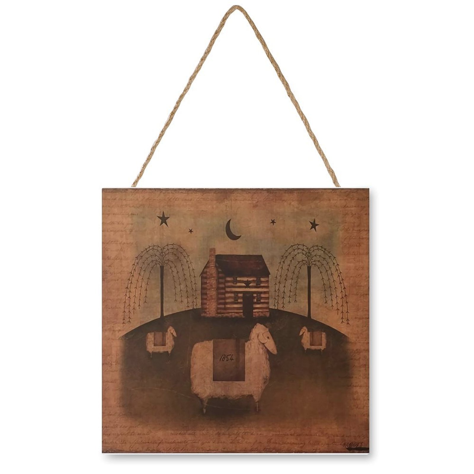 Funny Wooden Signs Prim Log House, Sheep, Primitive Wooden Signs ...