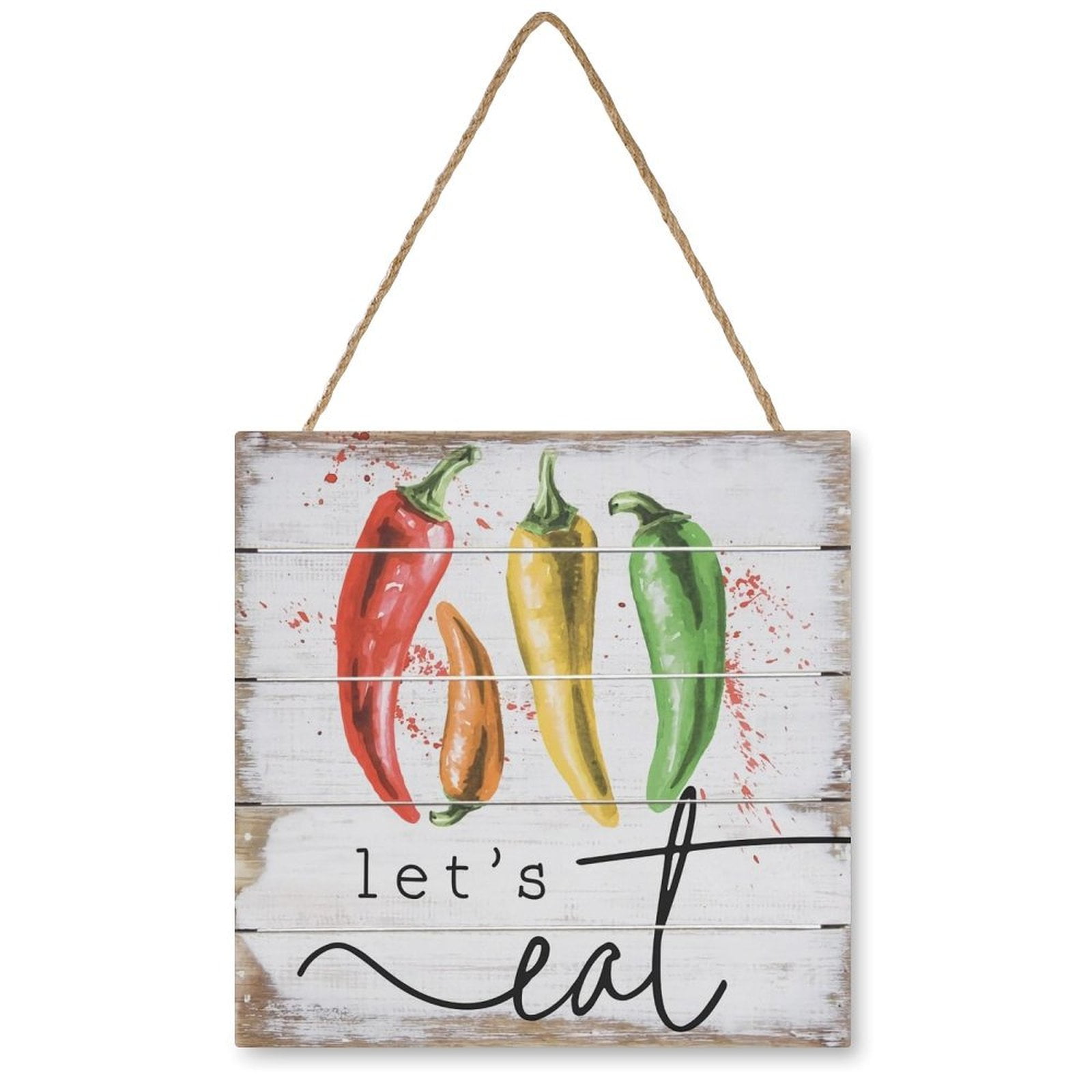 Funny Wooden Signs Sayings Let's Eat - Chili Peppers Wooden Signs ...