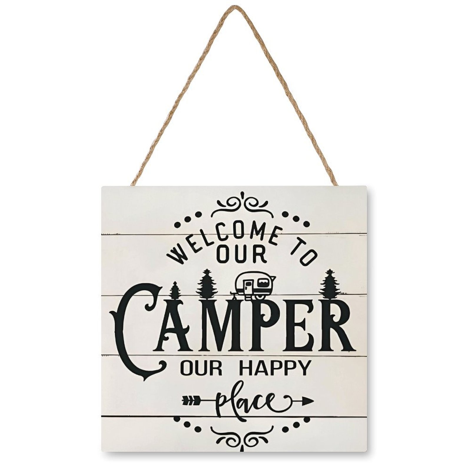 Funny Wooden Signs welcome our camper our happy place Wooden Signs ...