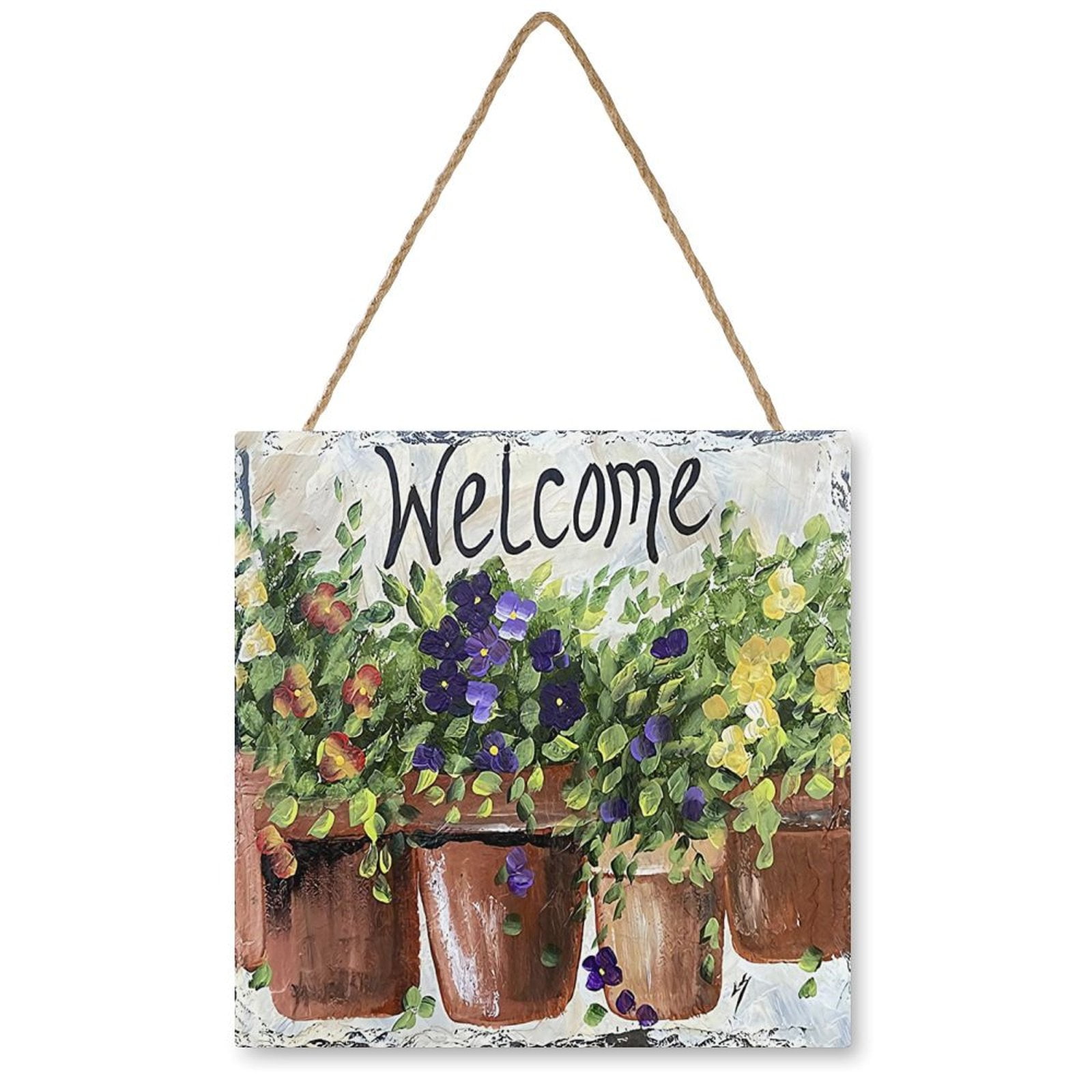 Funny Wooden Signs welcome spring flowers Wooden Signs, Decorative ...