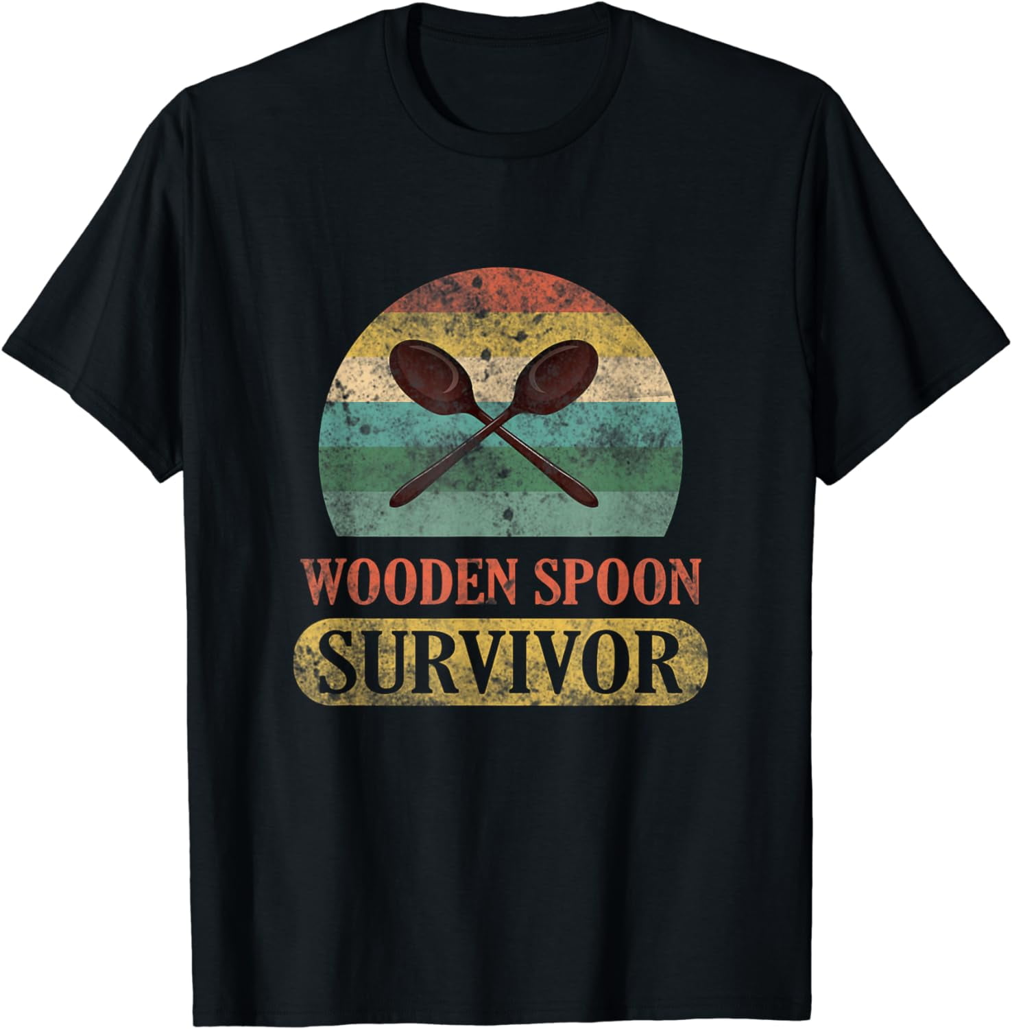 Funny Wooden Spoon Survivor Vintage Retro Humor T-Shirt - Walmart.com