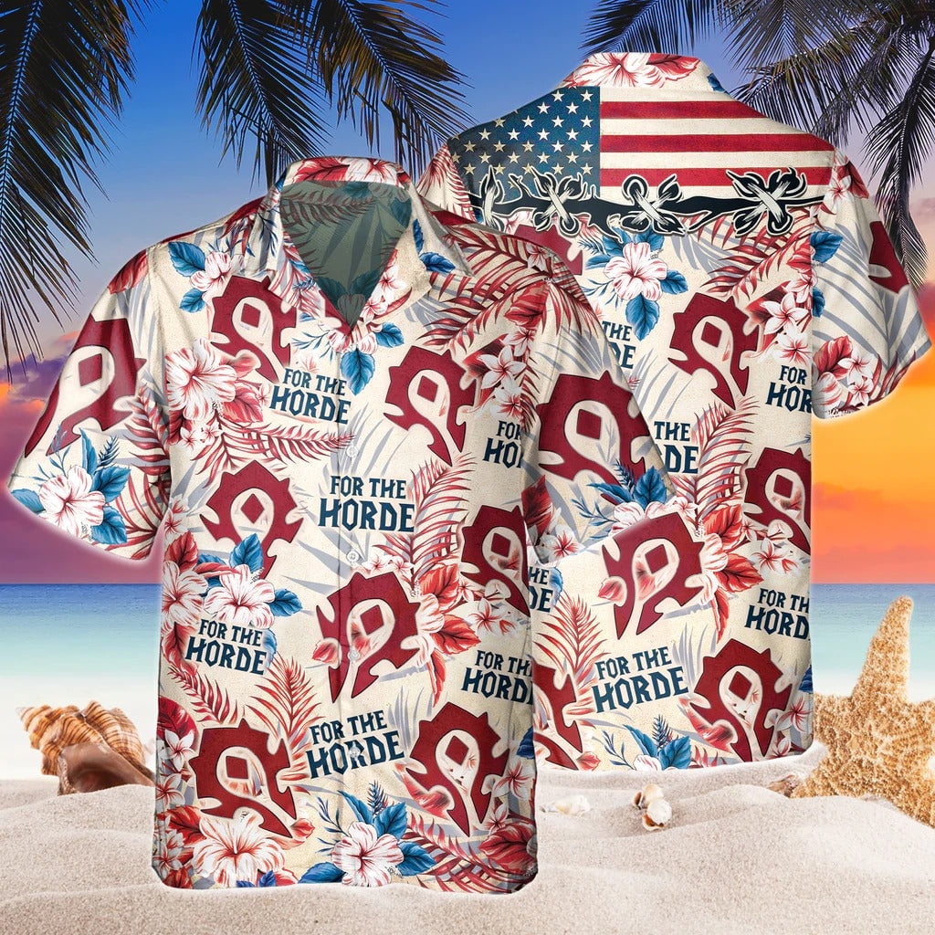 Funny World Of Warcraft Horde American Flag Hawaiian Shirts ...