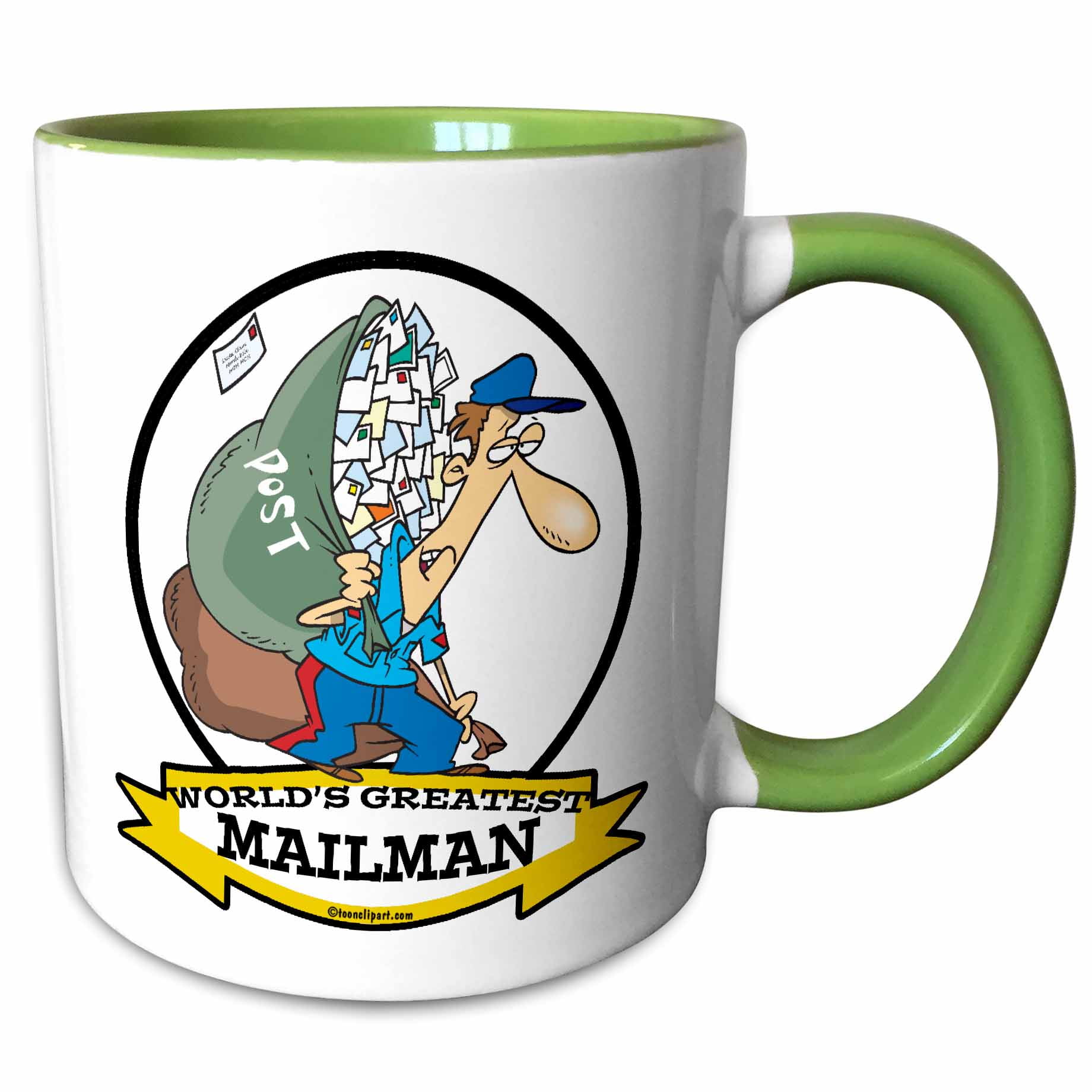 Funny Worlds Greatest Mailman Occupation Job Cartoon 11oz Two-Tone ...