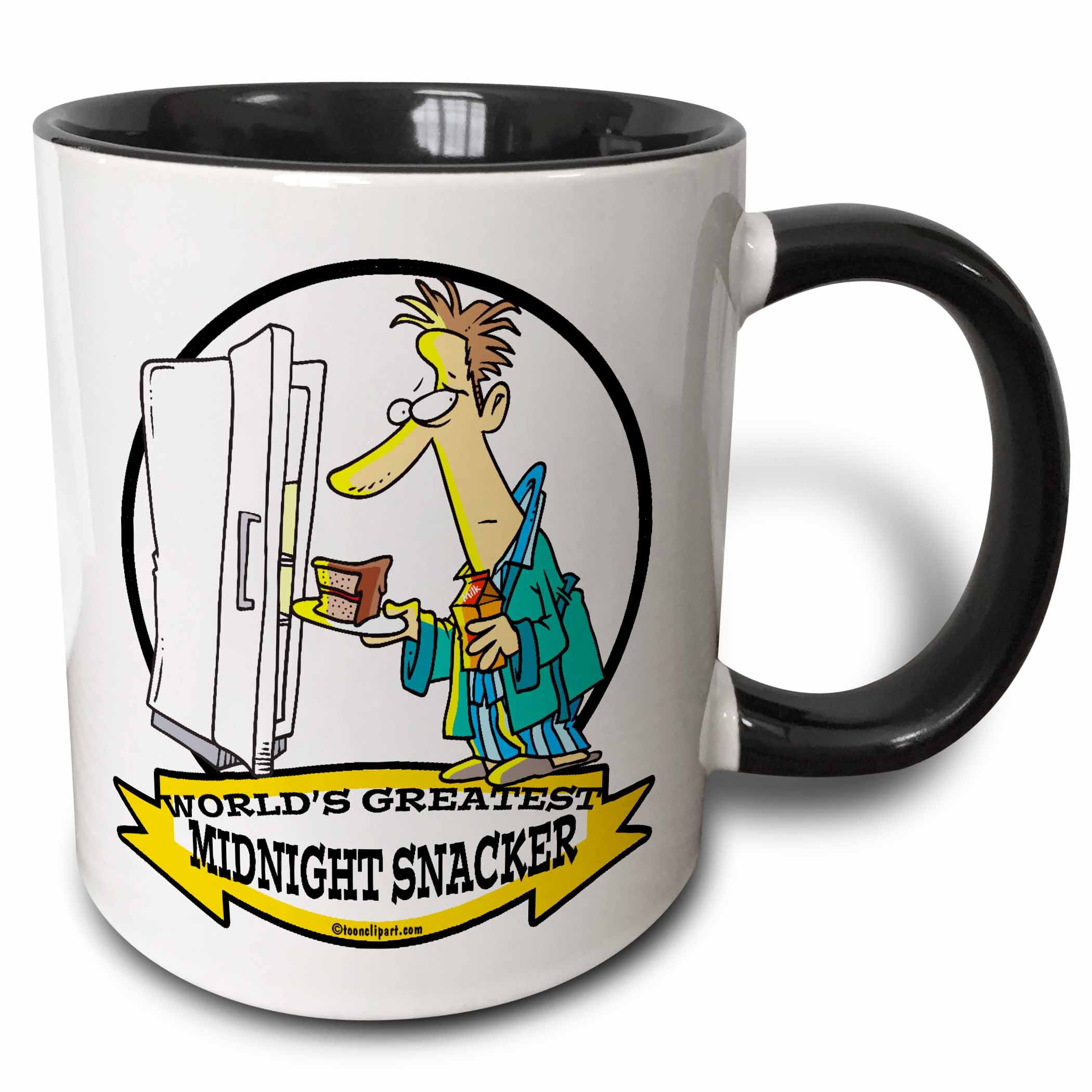 3drose, Funny Worlds Greatest Midnight Snacker Cartoon, 15oz Two-tone ...