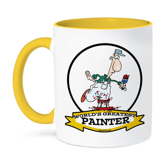 Funny Worlds Greatest Painter Ii Occupation Job Cartoon, 15oz Two-Tone ...