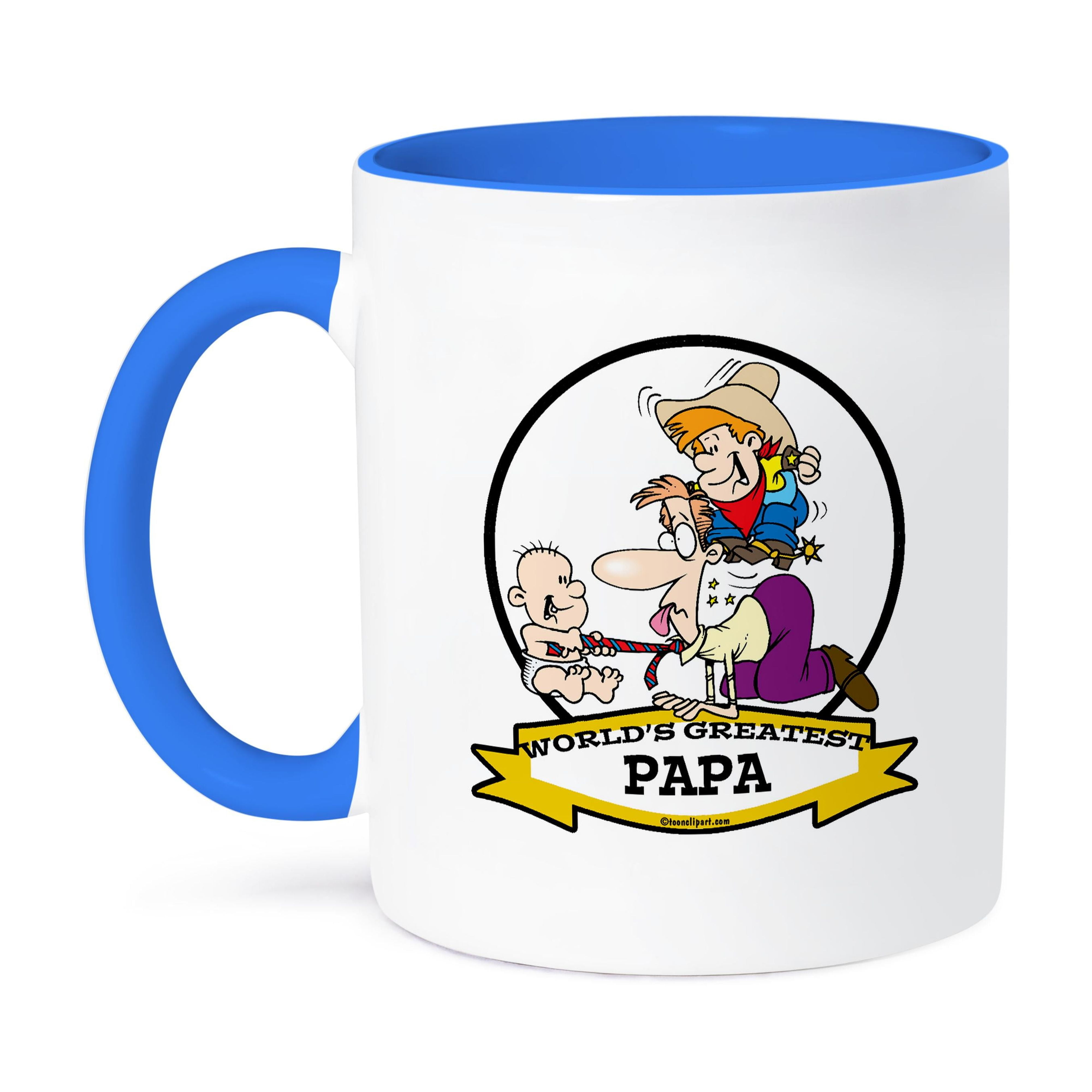 3dRose, Funny Worlds Greatest Papa Men Cartoon, 15oz Two-Tone Blue Mug ...