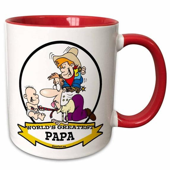 3drose, Funny Worlds Greatest Papa Men Cartoon, 15oz Two-tone Red Mug ...