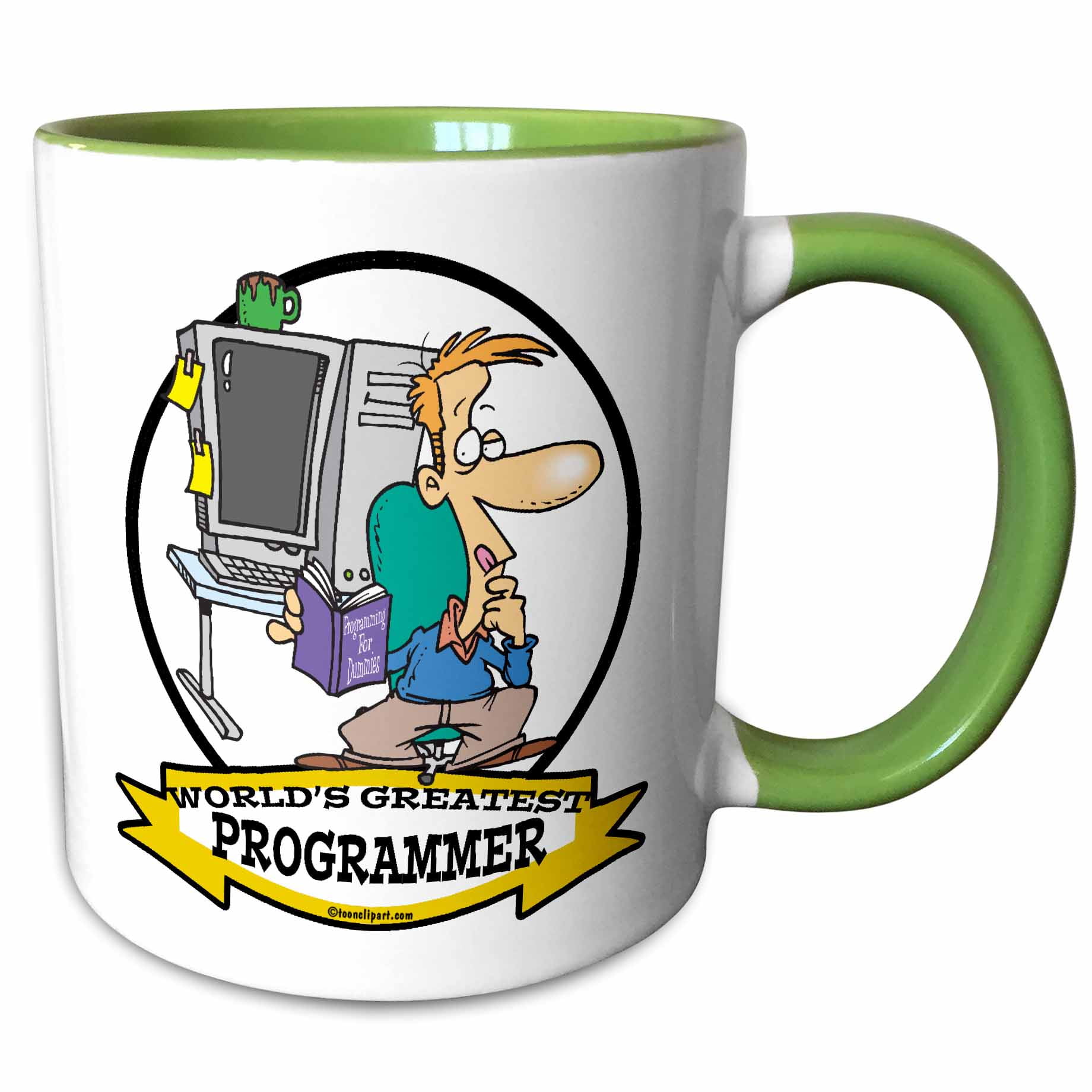 Funny Worlds Greatest Programmer Men Occupation Job Cartoon 15oz Two ...