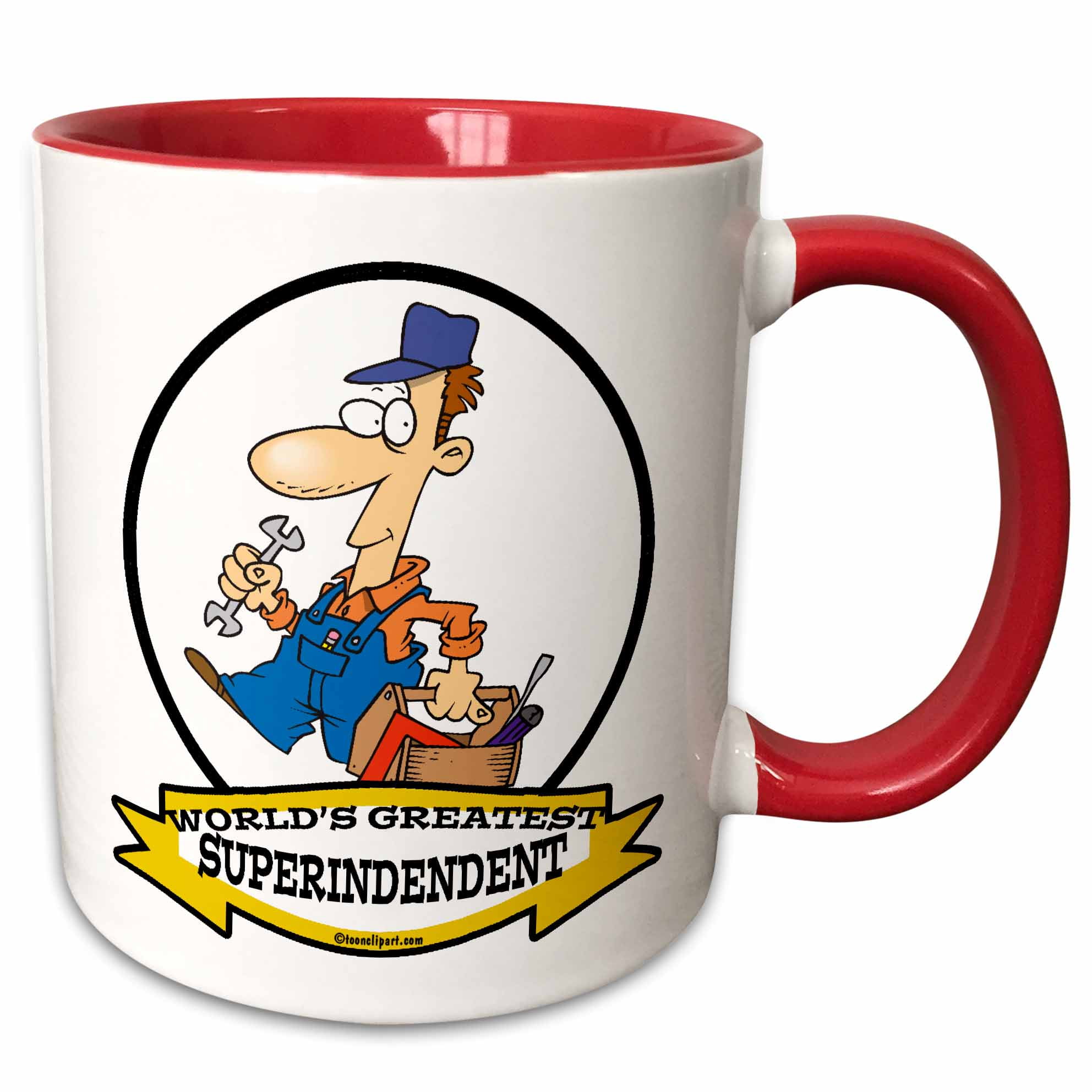 Funny Worlds Greatest Superintendent Occupation Job Cartoon 11oz Two ...
