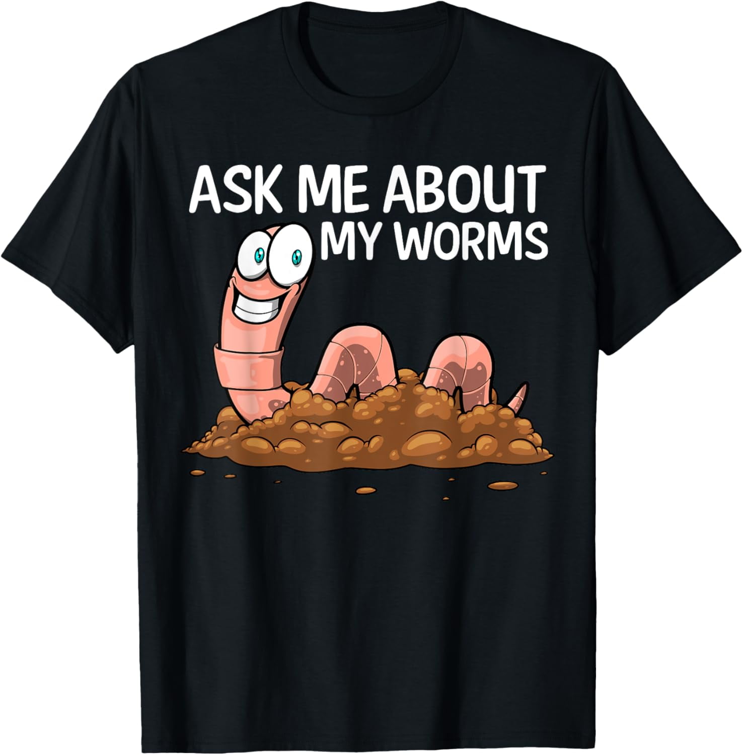 Funny Worm Art For Men Women Worm Farming Composting Casting T-Shirt ...