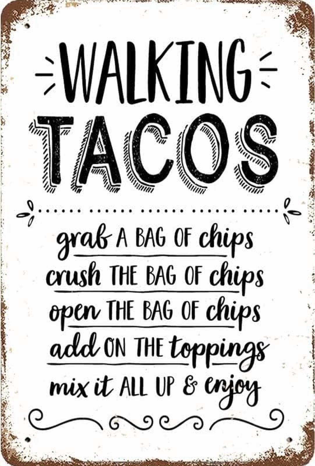 Funny Yard Sign Outdoors Warning Signs Walking Tacos Taco Bar Taco Sign ...