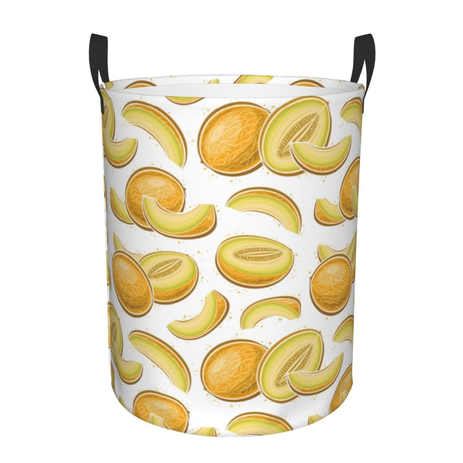 Funny Yellow Cantaloupe Round Laundry Basket, Laundry Hamper with ...