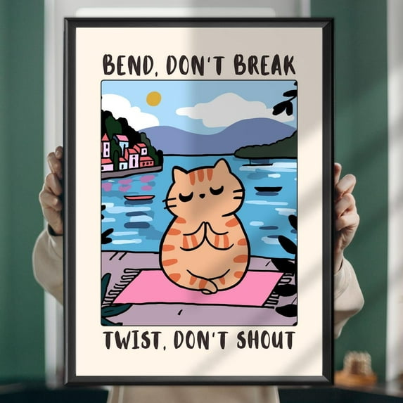 Funny Yoga Cat Poster: Pet Quote Art UNFRAMED PAPER POSTER, Home Decor ...