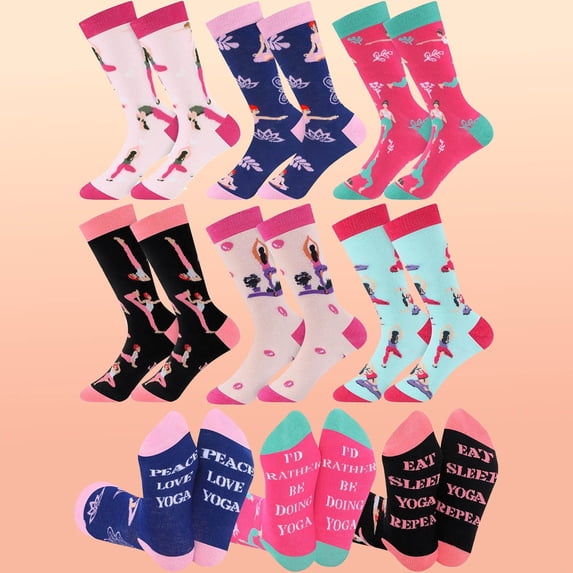 Funny Yoga Lover Socks for Women Novelty Cotton Crew Socks Birthday ...