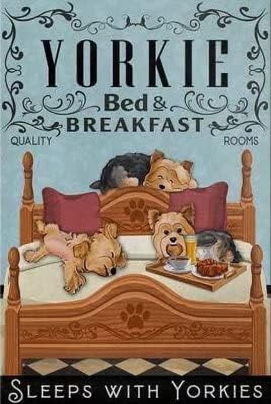 Funny Yorkie Bed Breakfast Vintage for Home Family Courtyard Coffee Art ...