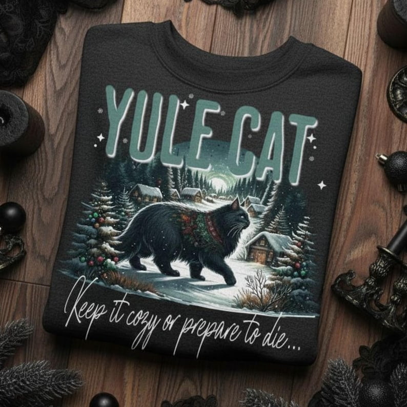 Funny Yule Cat Christmas Sweatshirt Icelandic Folklore Crewneck ...
