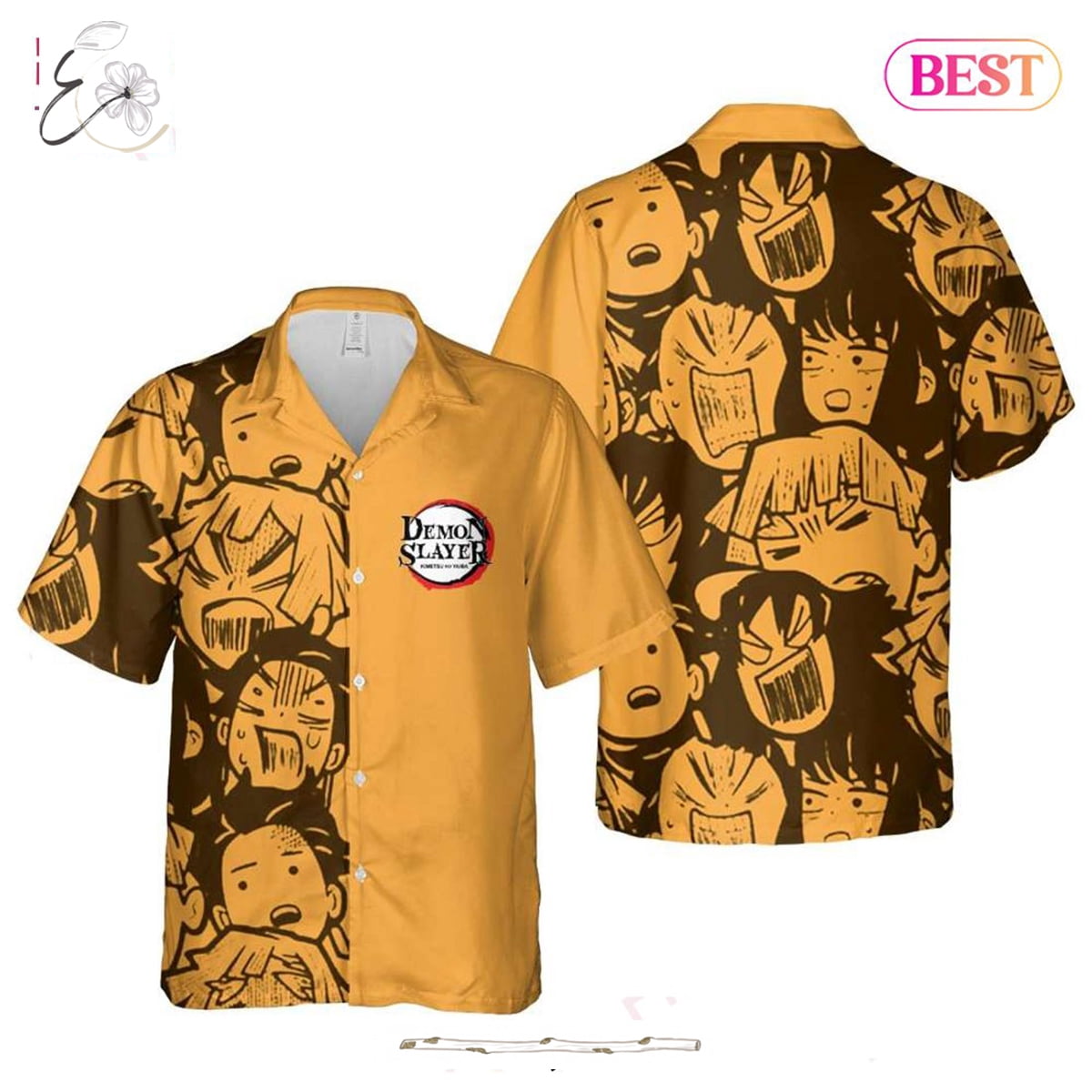 Funny Zenitsu Tanjiro Hawaiian Shirt Demon Slayer Anime Shirt for Men ...