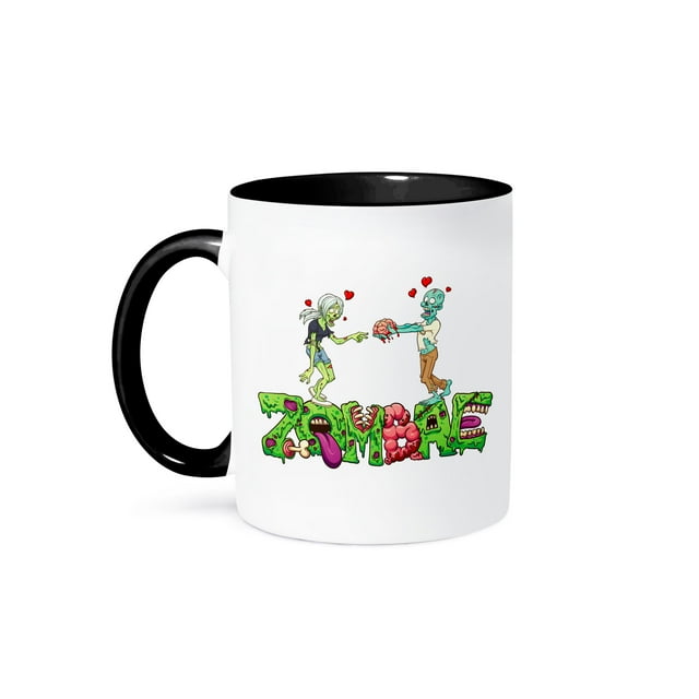 3dRose, Funny Zombae Halloween Couple Zombie Woman Man, 11oz Two-Tone ...