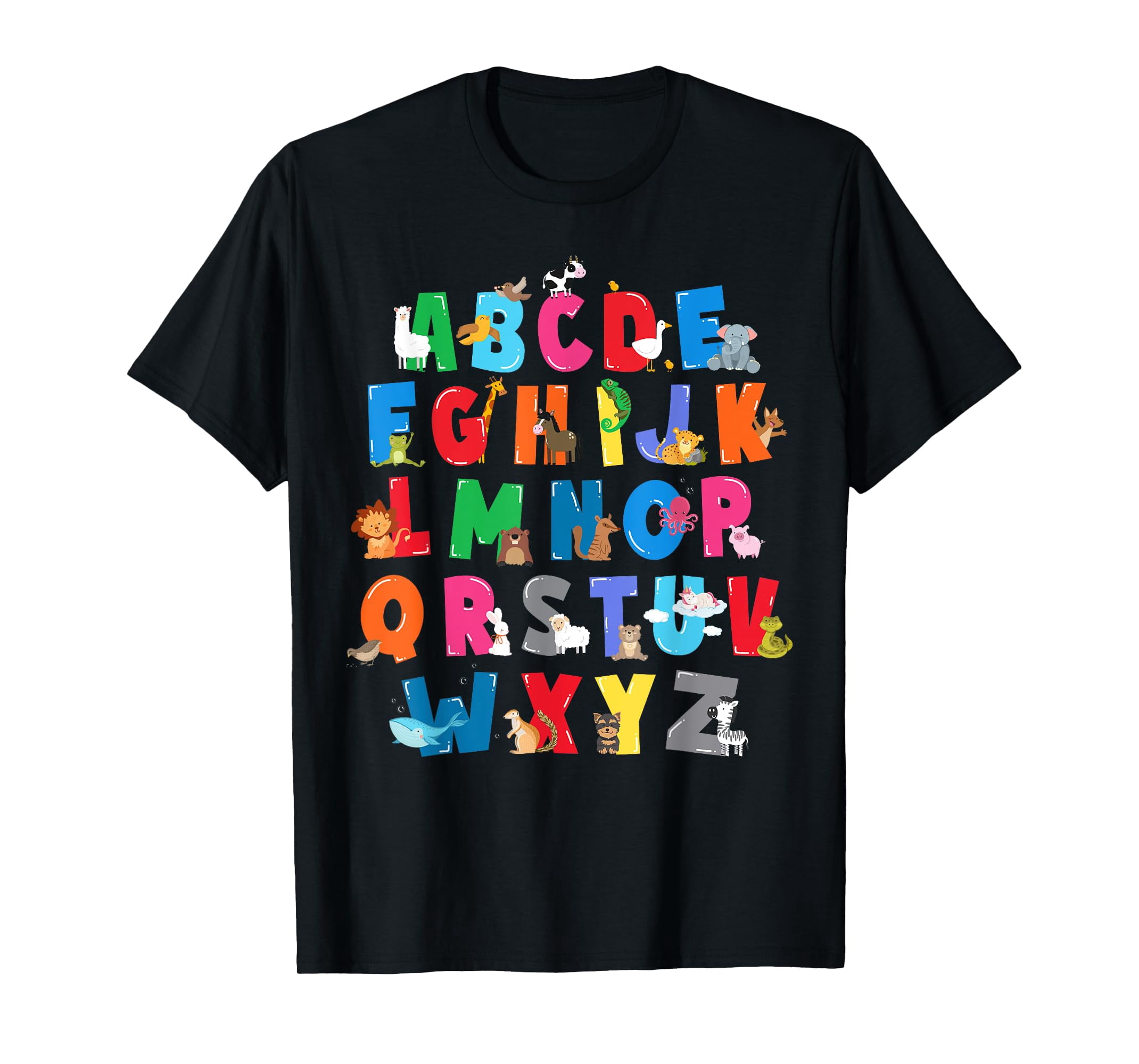 Funny Zoo Animal Alphabet ABCs Learning for Boys and Girls T-Shirt ...