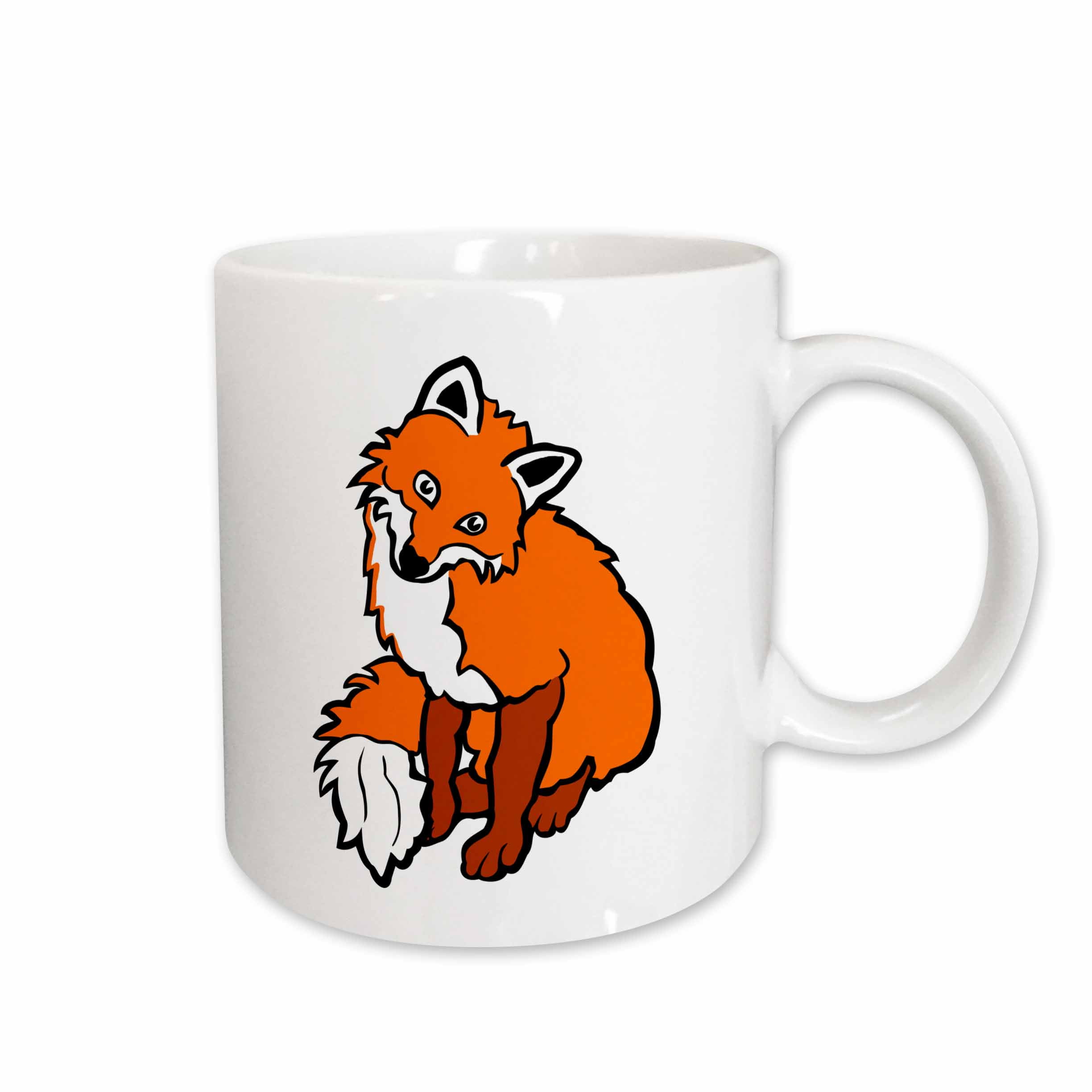 Funny adorable smiling red fox on white. She brings you good luck 15oz ...