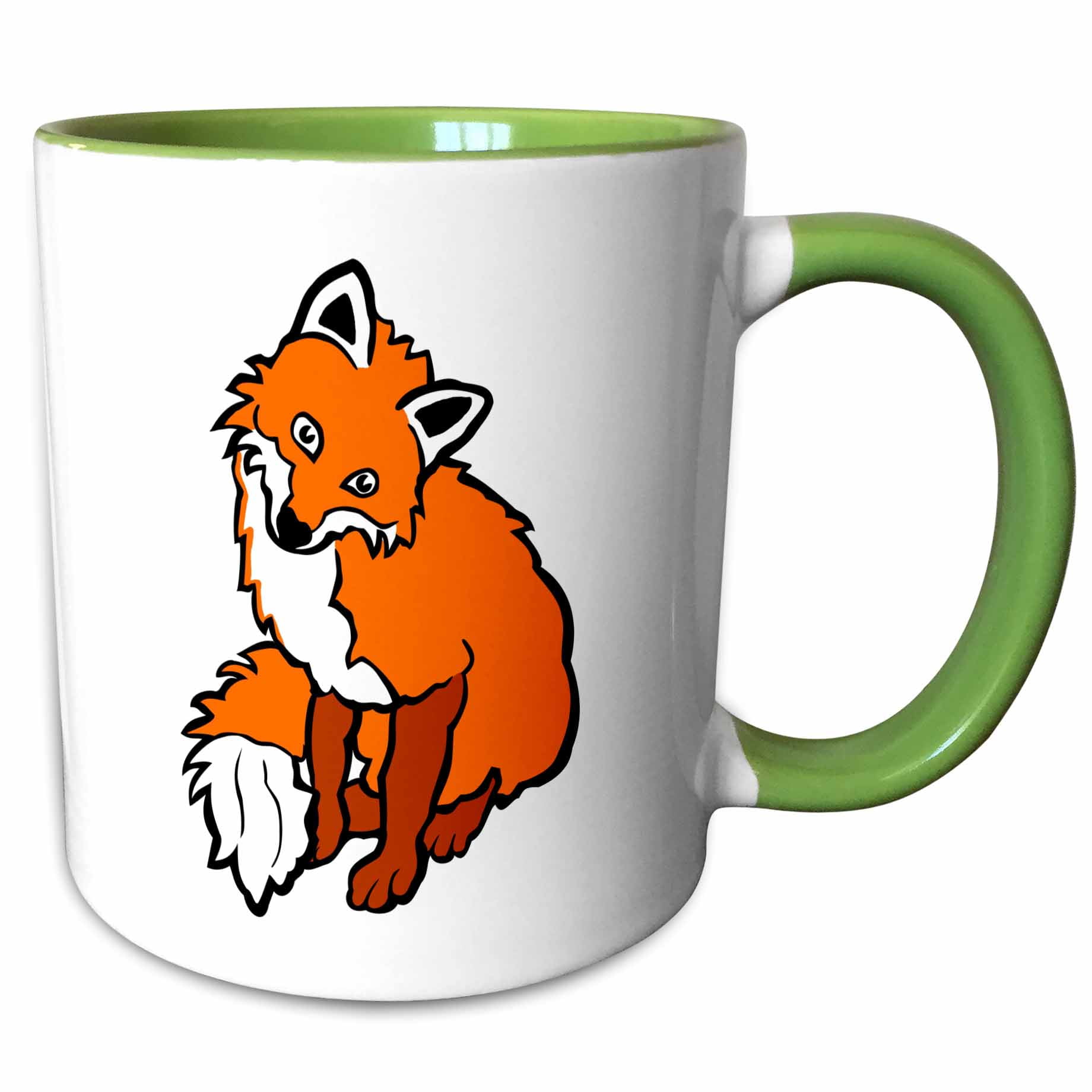 Funny adorable smiling red fox on white. She brings you good luck 15oz ...