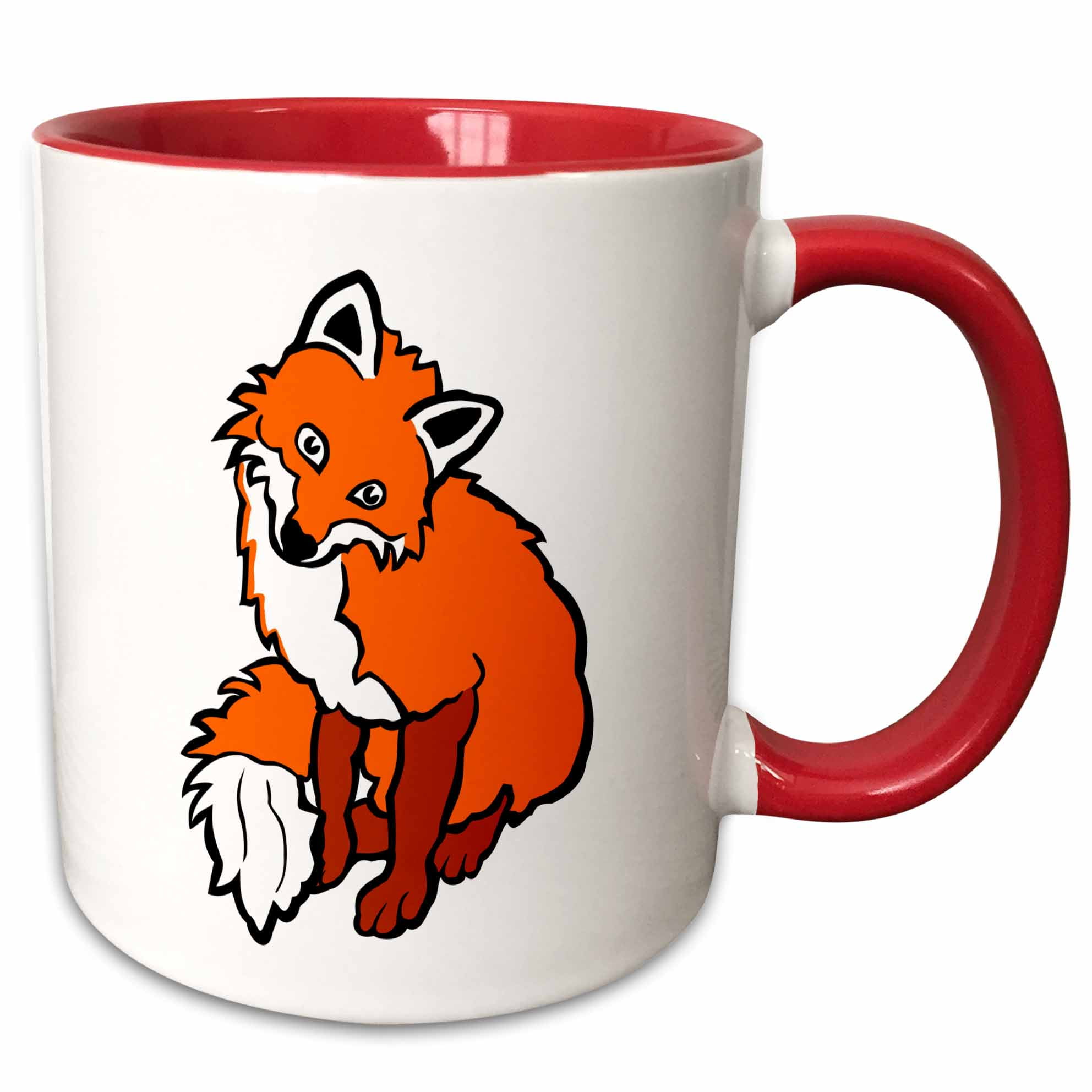Funny adorable smiling red fox on white. She brings you good luck 15oz ...
