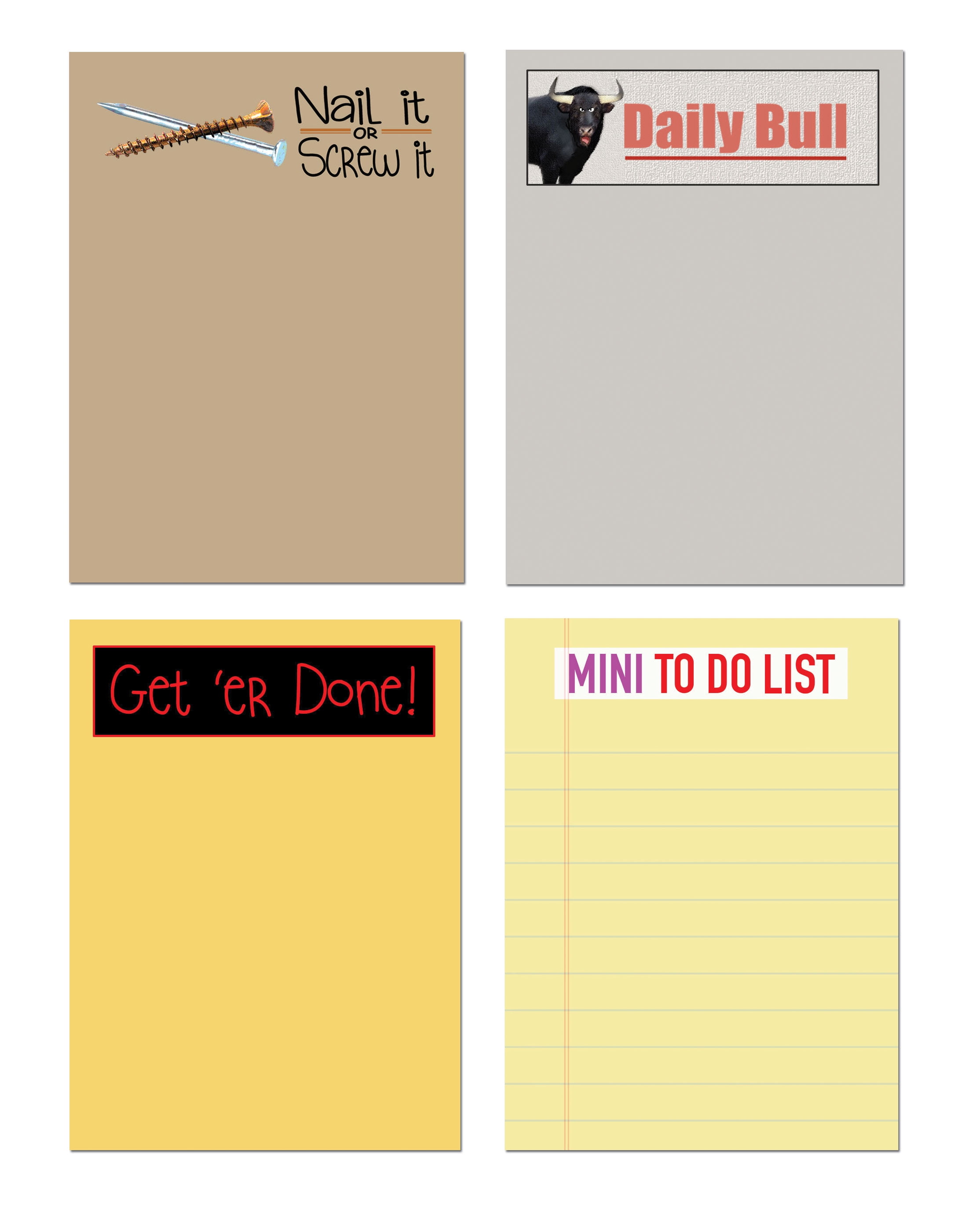 Funny and Cute Assorted Sticky Notes (4 Notepads) - 3 x 4 inches ...