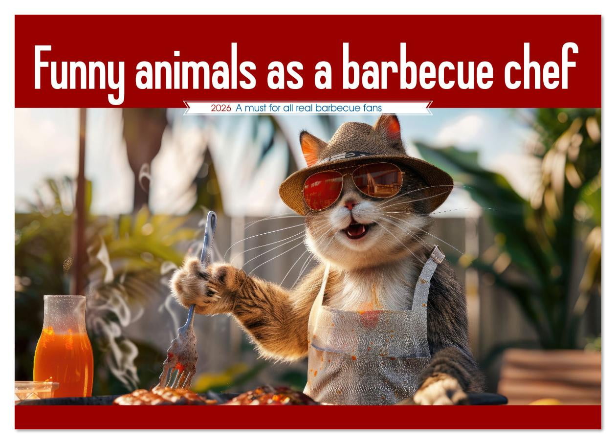 Funny animals as barbecue chefs (Monthly Wall Calendar 2026 11.7 x 16.5 ...