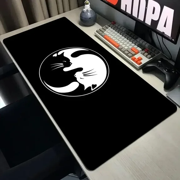 Funny black cat Mouse Pads Cute Cat Computer XXL Mausepad Company Desk ...