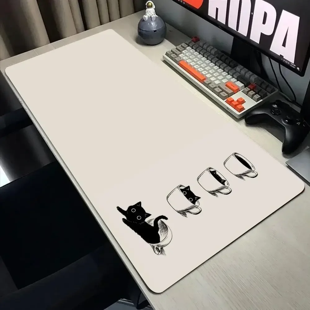 Funny black cat Mouse Pads Cute Cat Computer XXL Mausepad Company Desk ...
