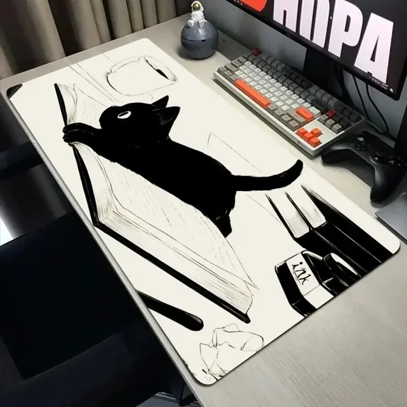 Funny black cat Mouse Pads Cute Cat Computer XXL Mausepad Company Desk ...