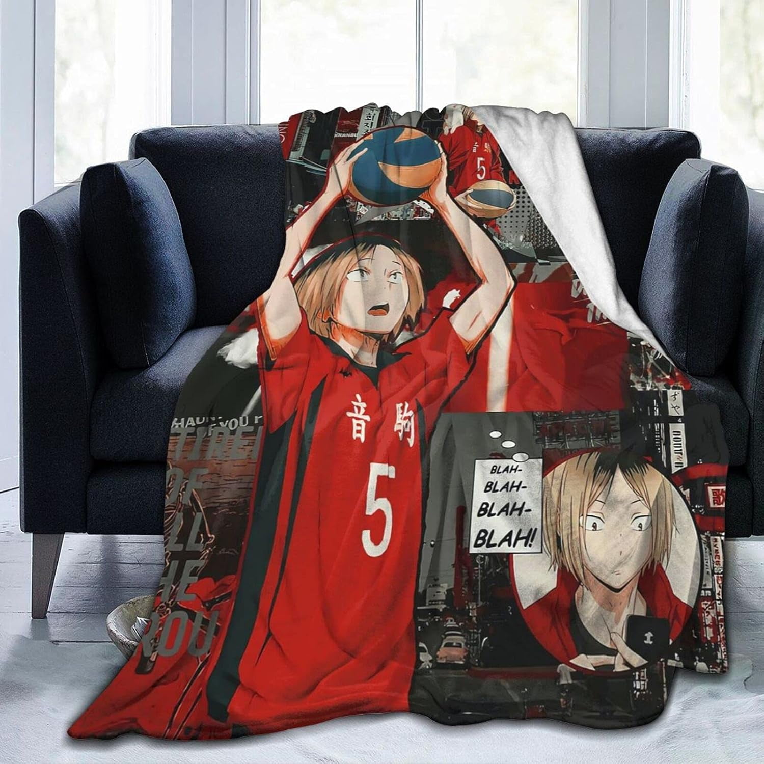 Funny cartoon Kenma Kozume soft and comfortable plush blanket, multi ...