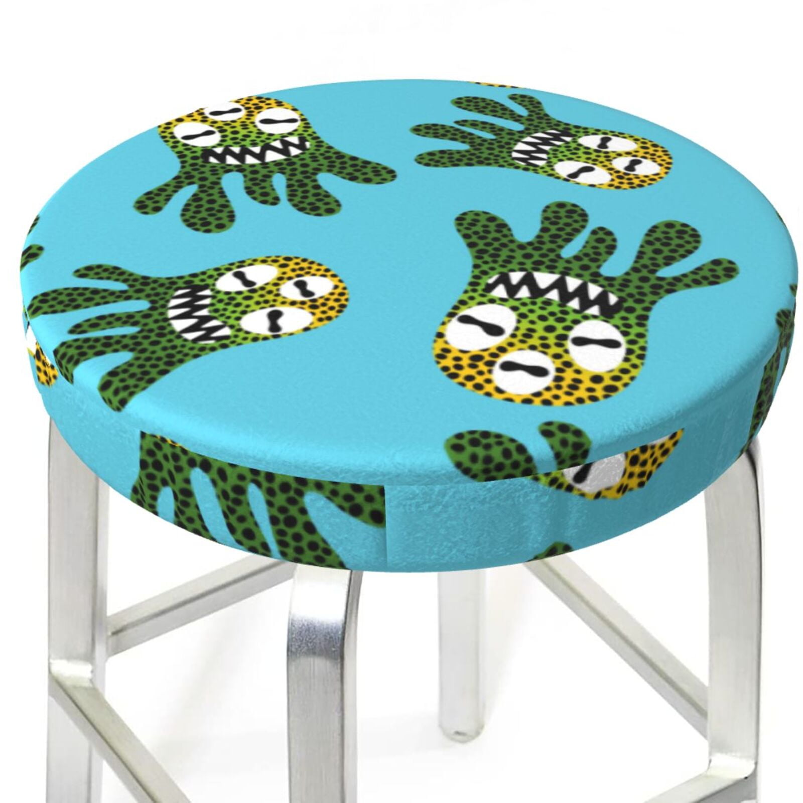 Funny cartoon green Bar Stool Covers - Stretch Round Seat Covers with ...