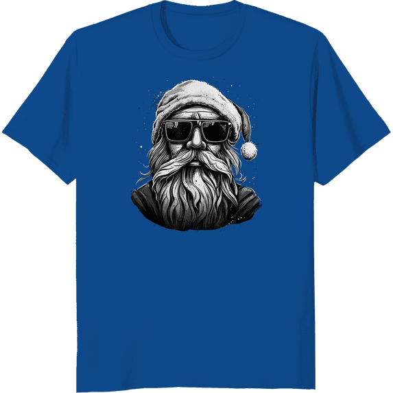 Funny cool Santa Face Hipster With Beard & Glasses Christmas T-Shirt ...